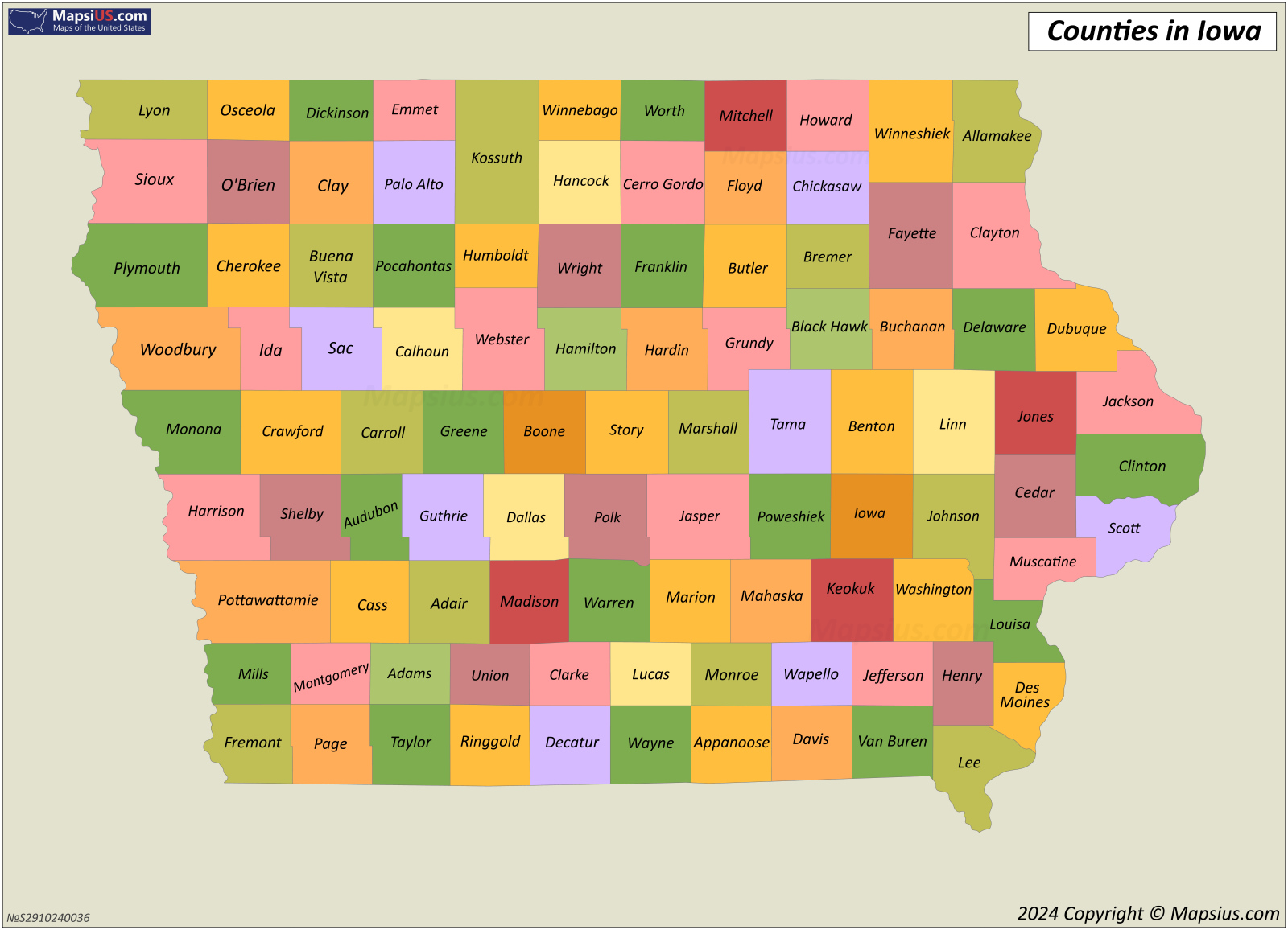 Iowa County Map List Of Counties In Iowa MapsiUS