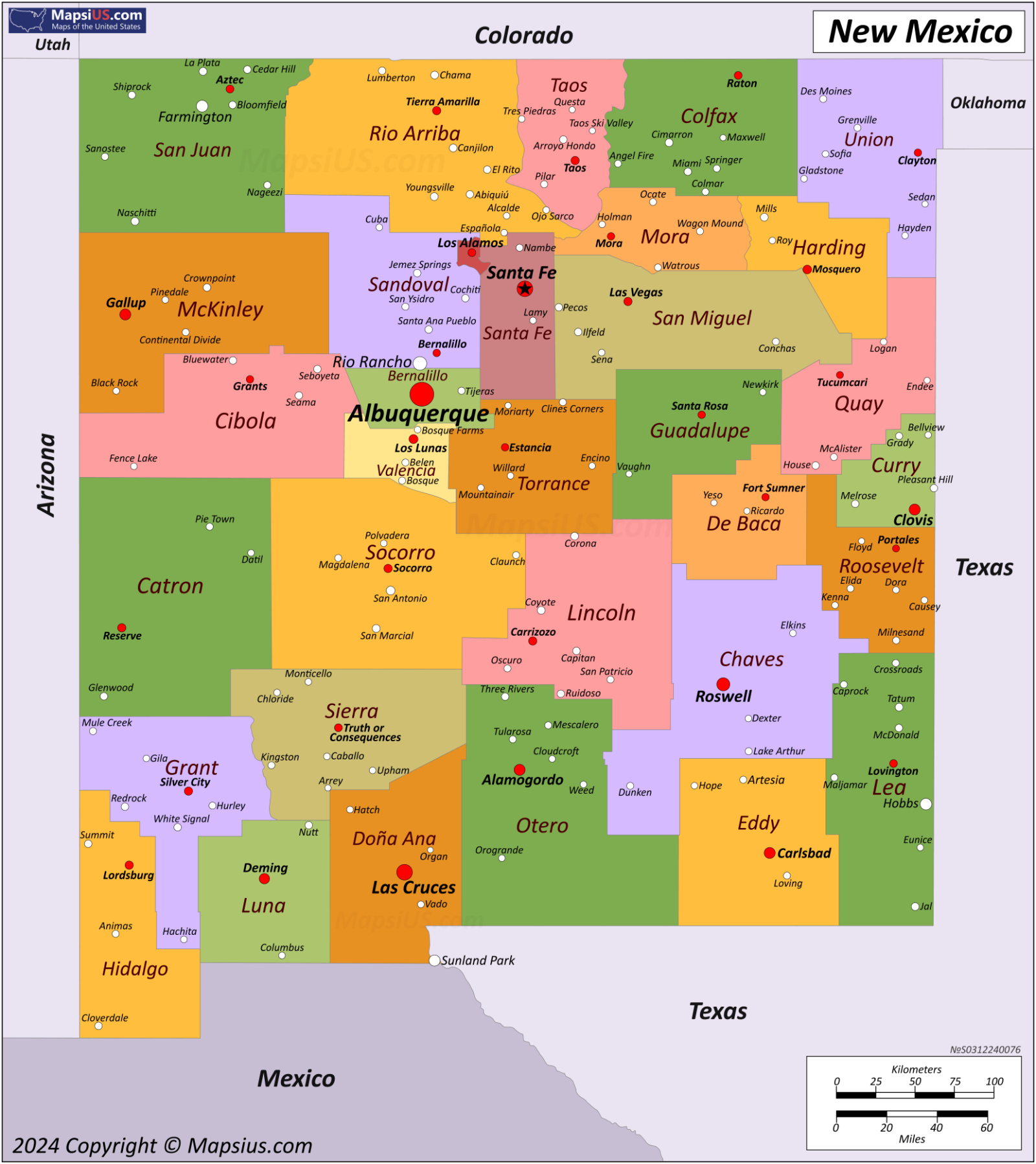 Map Of New Mexico State USA Mapsius Map Of New Mexico State USA Mapsius